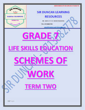 Grade 7 SST SOW TERM 2 - Educational assistance - SUMMARIZED BY SIR ...