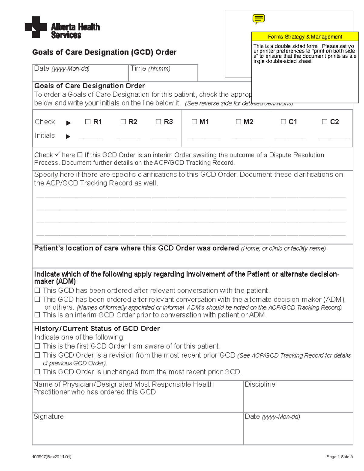 GCD AHS - Goals of Care - Date (yyyy-Mon-dd) Time (hh:mm) Goals of Care ...