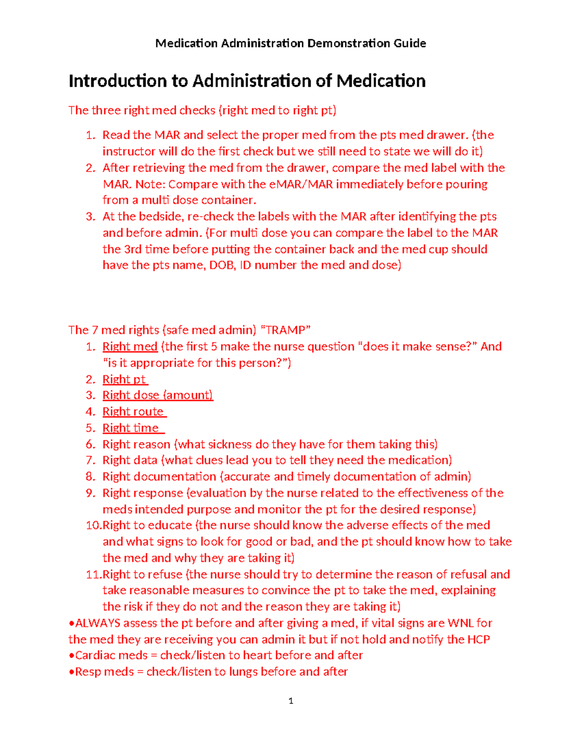 Administration of Medication Guide NU 125 - Introduction to ...