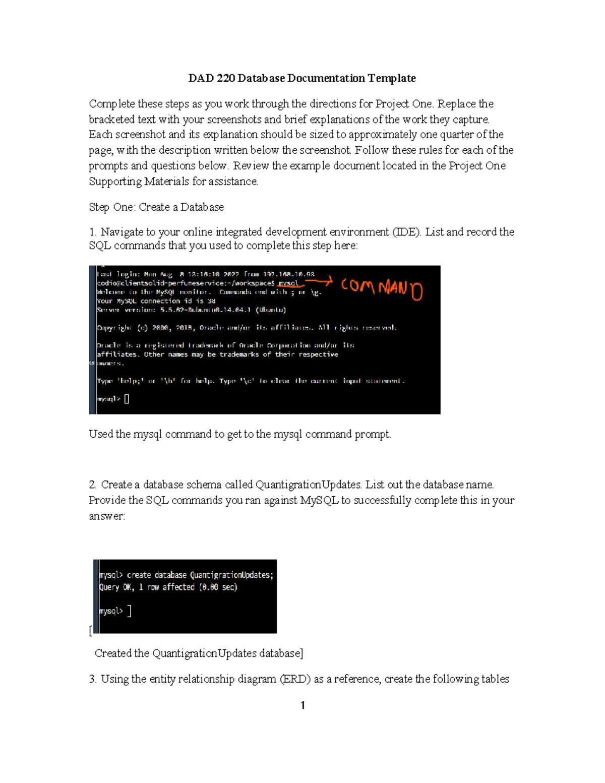 DAD 220 Database Documentation Project - DAD 220 Database Documentation Template Complete these ...