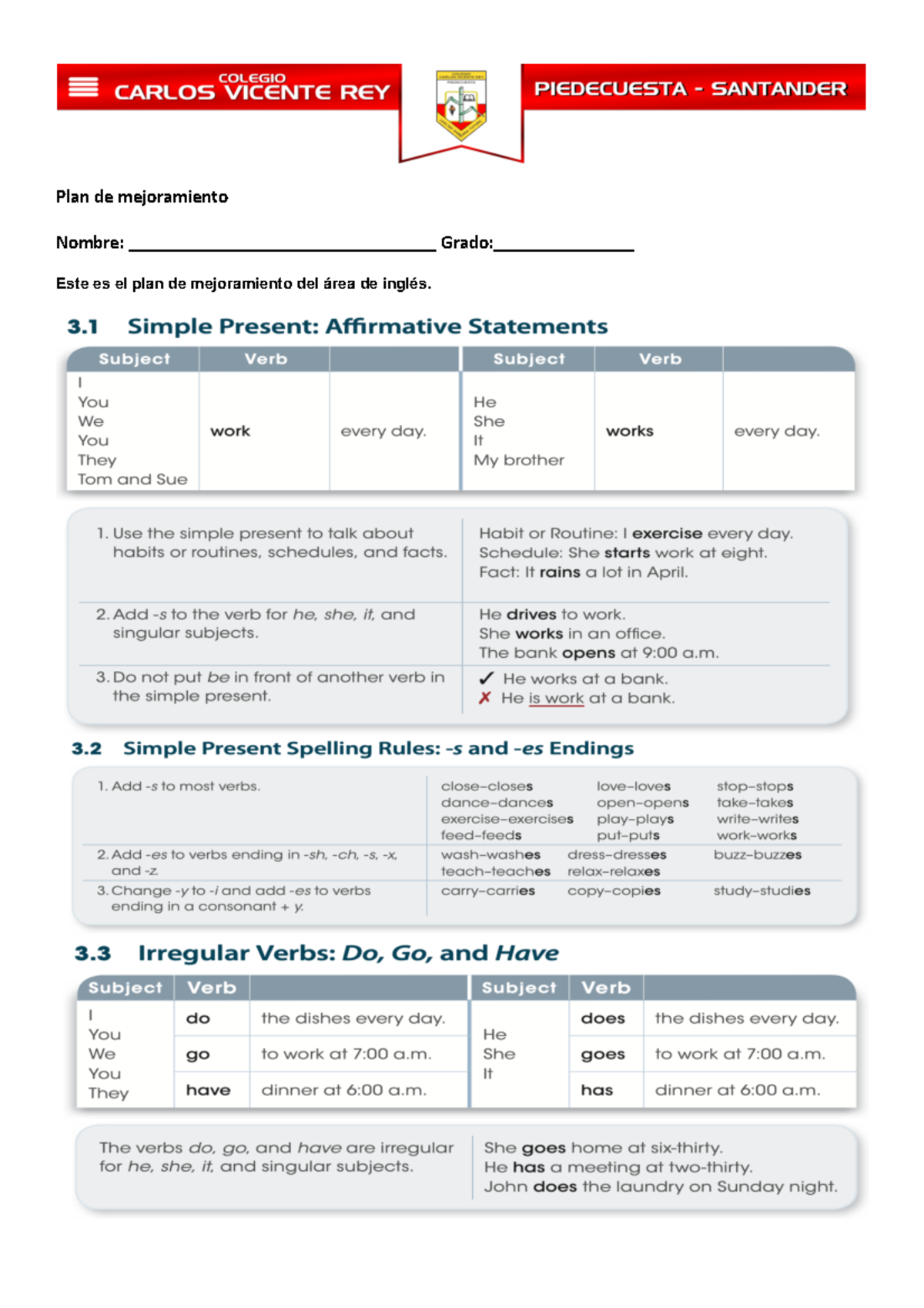 plan de mejoramiento - englisch-hilfen – LEARNING ENGLISH ONLINE Simple ...