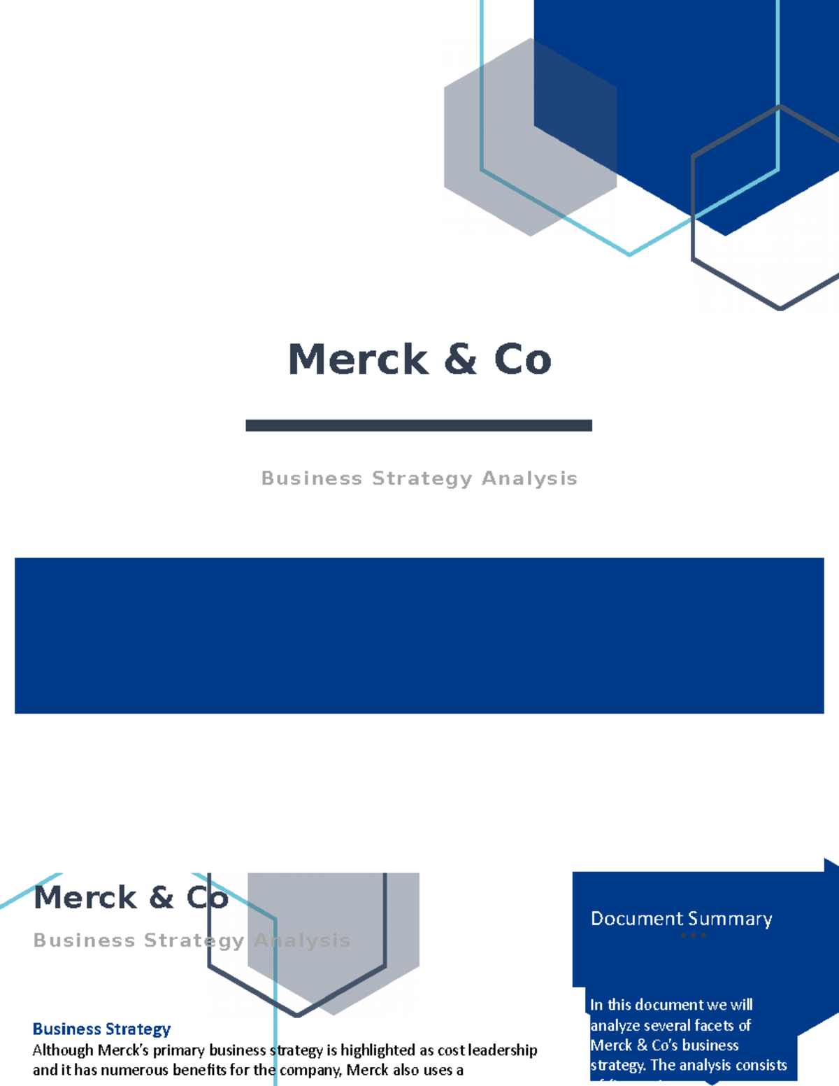 Business Strategy Analysis - Business Strategy Analysis Merck & Co ...