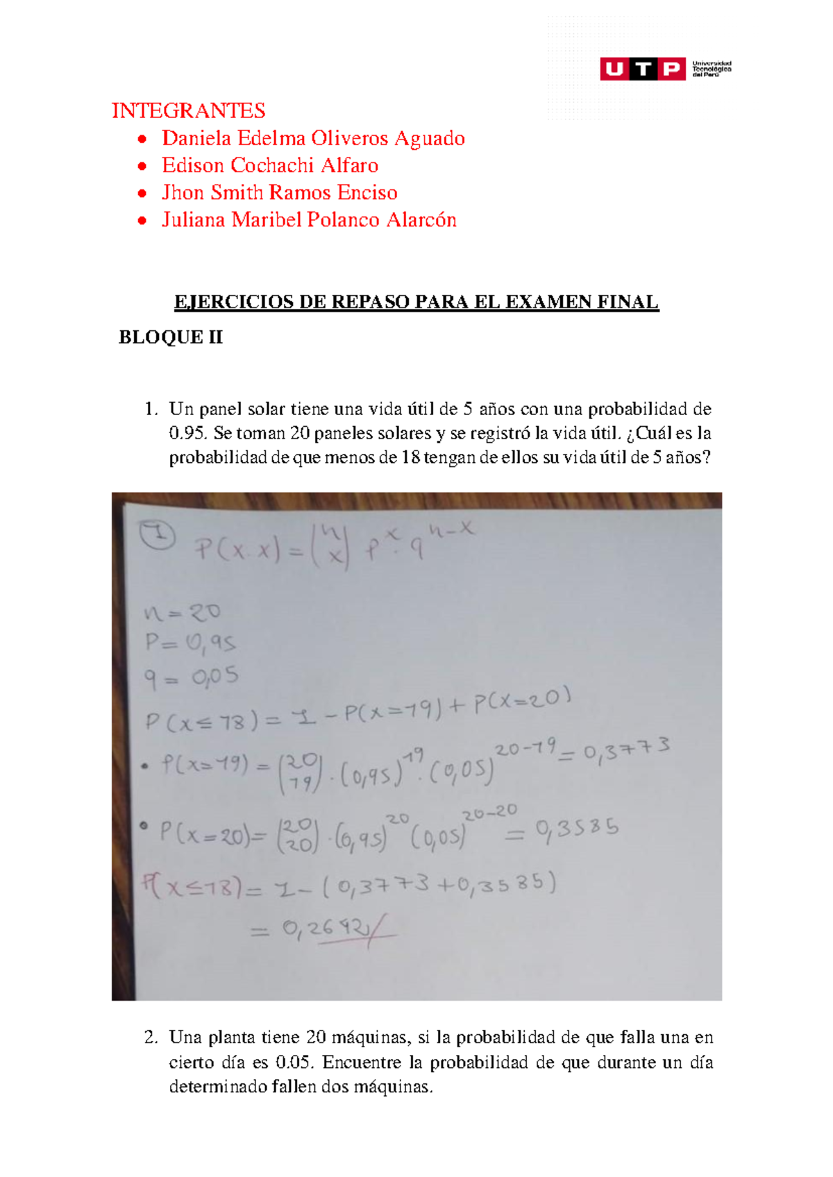 (VF) Ejercicios DE Repaso PARA EL Examen Final - INTEGRANTES • Daniela ...