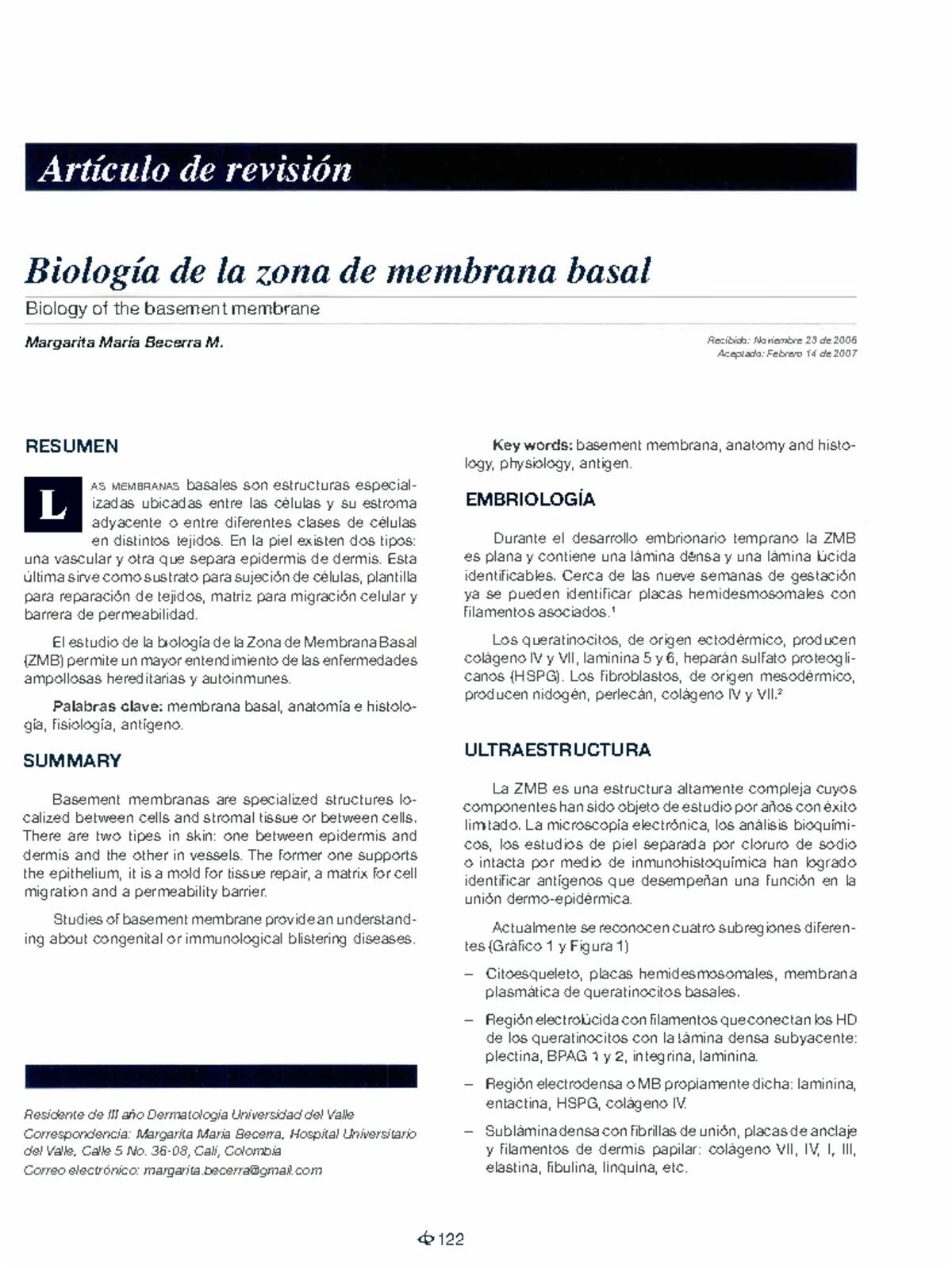 Membrana Basal - Artículo de revisión Biología de la zona de membrana ...