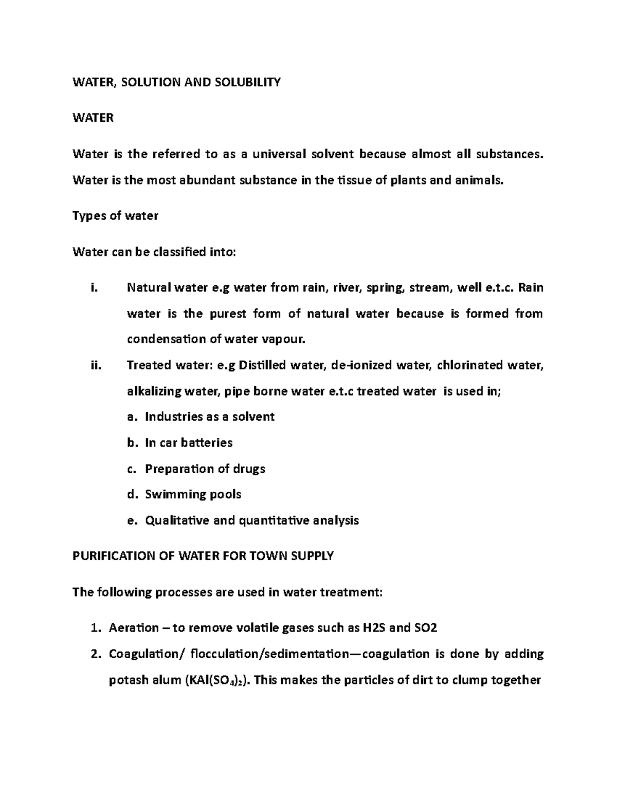 Hardness - WATER, SOLUTION AND SOLUBILITY WATER Water is the referred ...