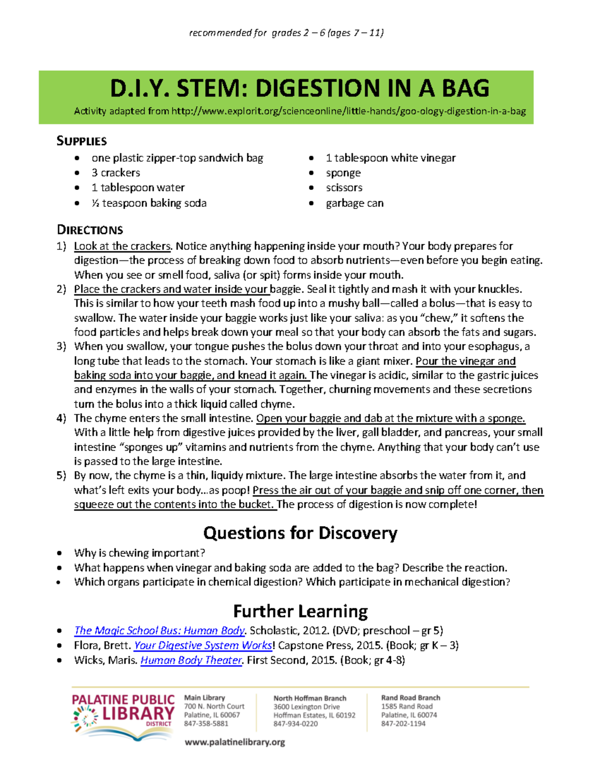 Digestive System Lab - Lab - D.I. STEM: DIGESTION IN A BAG Activity ...