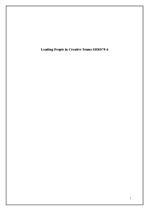 Report Writing - assignment - Report Writing Module: Leading People in Creative Teams Assignment ...