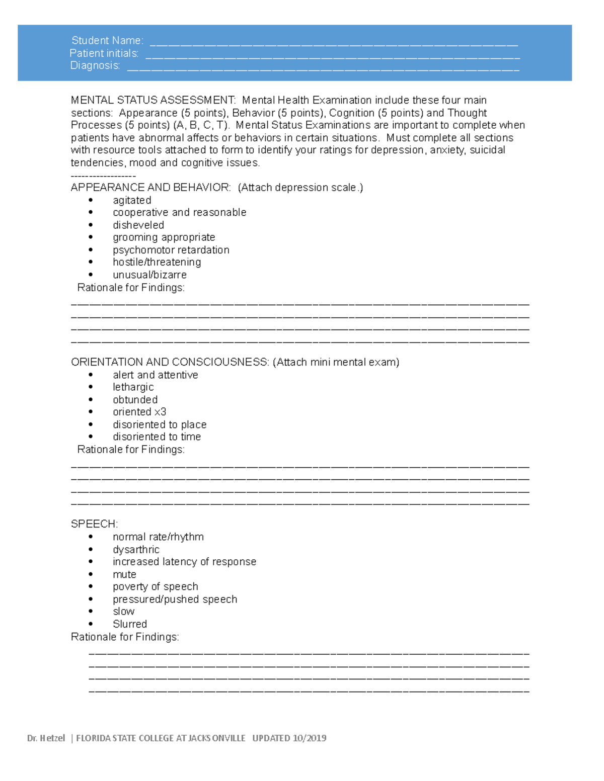 Mental Status exam template-1 - MENTAL STATUS ASSESSMENT: Mental Health ...