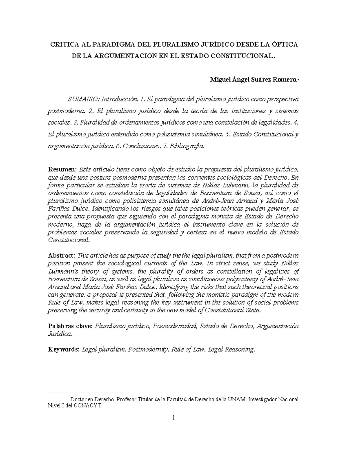 Critica al paradigma del pluralismo - CRÍTICA AL PARADIGMA DEL ...