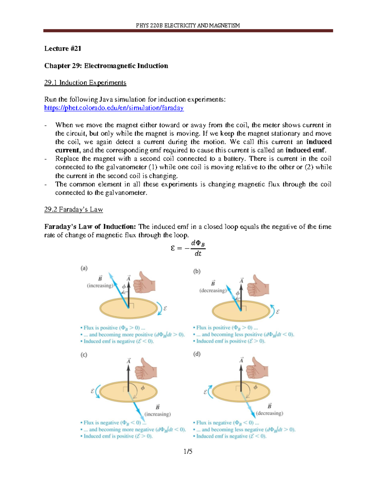 Lecture 21 - PROFESSOR LI GAO - PHYS 220B ELECTRICITY AND MAGNETISM ...
