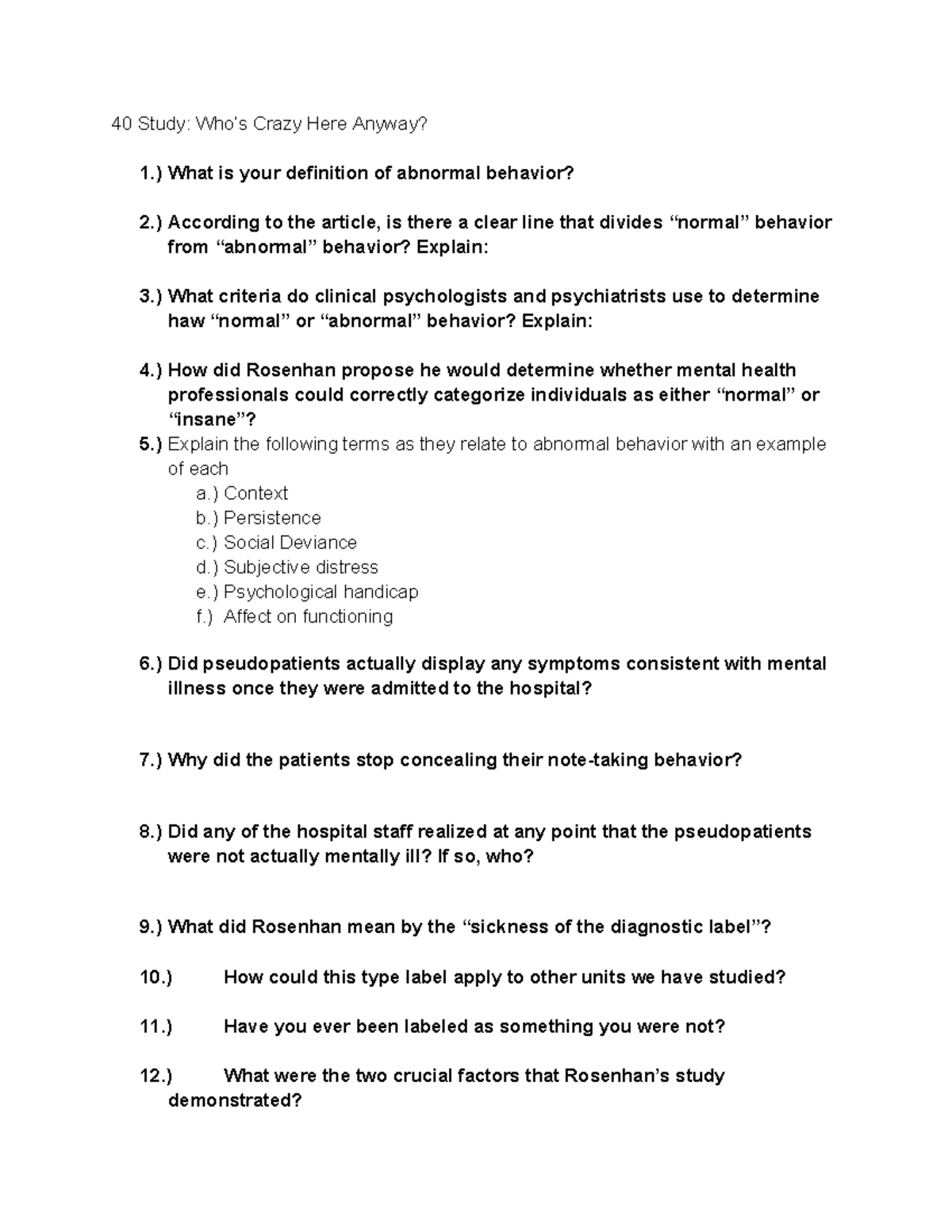 40 Study-Who's Crazy Here Anyway - 40 Study: Who’s Crazy Here Anyway? 1 ...