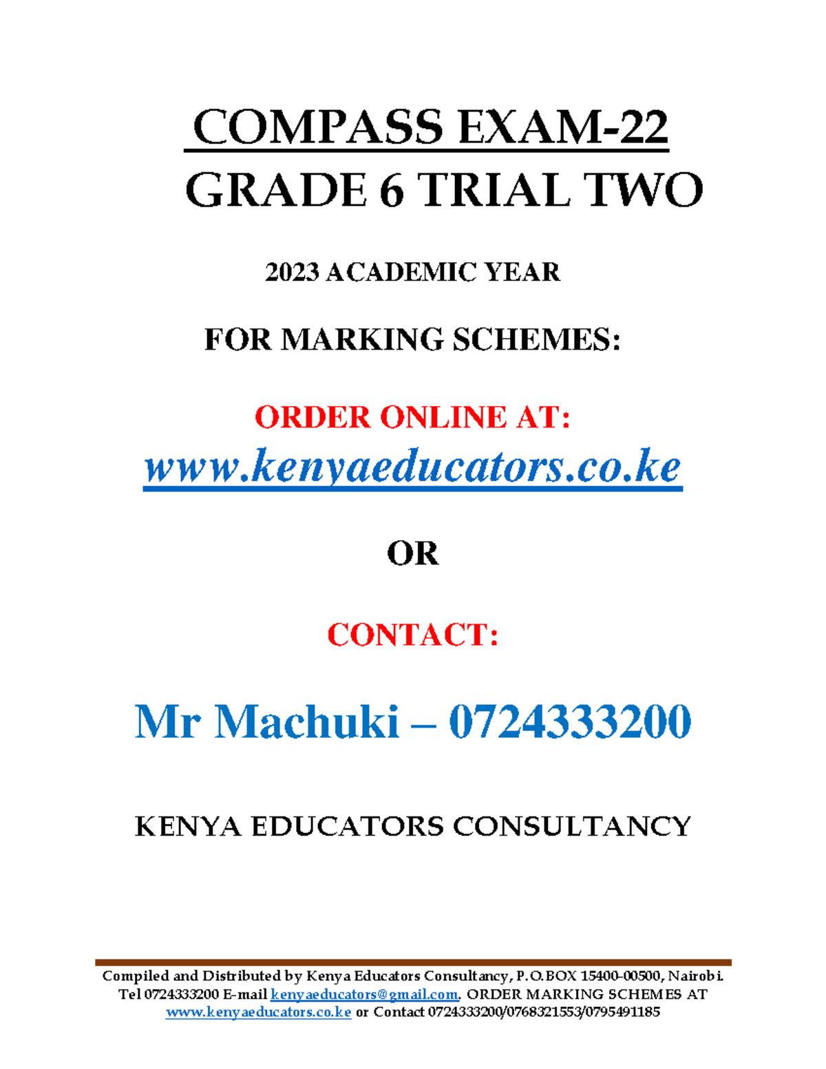 Kpsea Compass Trial 2-22 - Compiled and Distributed by Kenya Educators ...