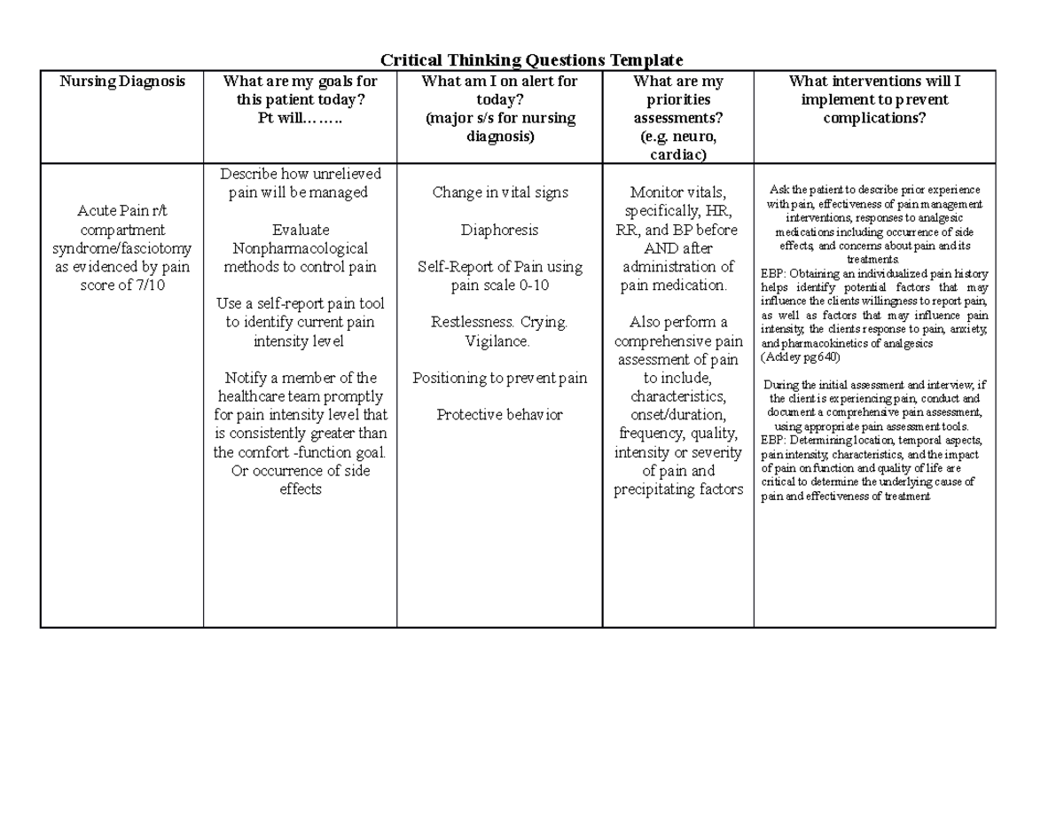 Critical Thinking Questions Week 5 - Critical Thinking Questions ...
