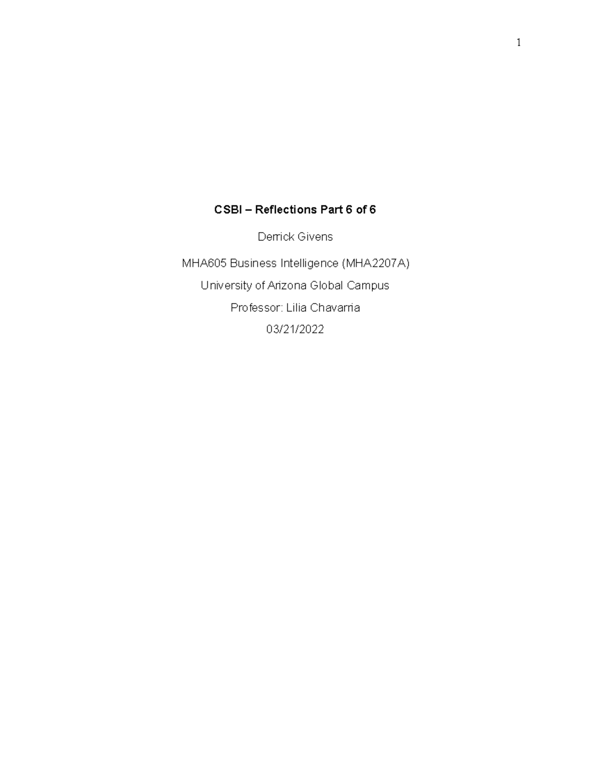 CSBI Reflections Part 6 of 6 Journal Derrick Givens - CSBI ...