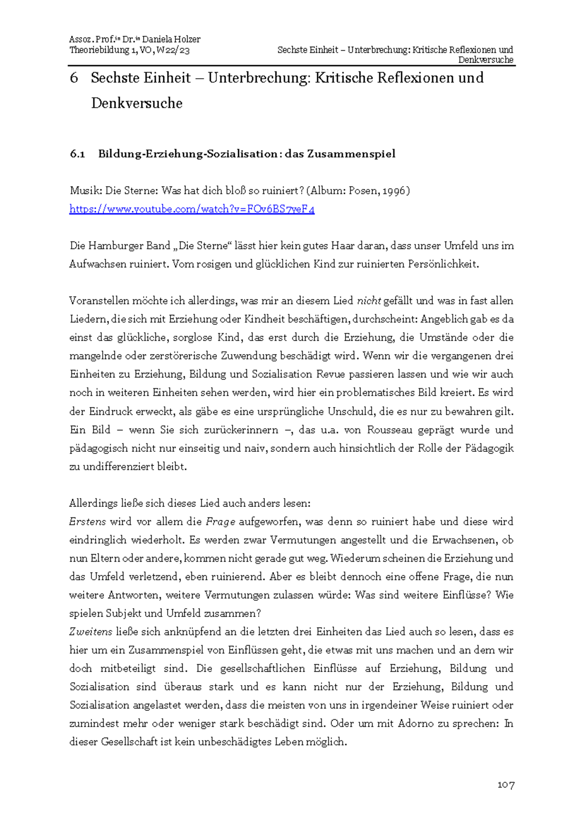 06 Unterbrechung - kritische Reflexion und Denkversuche ...