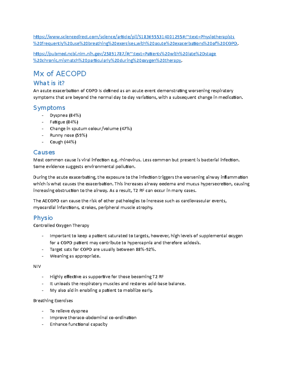 Aecopd Mx and COPD CO2 retainers- All the essential info - - Studocu