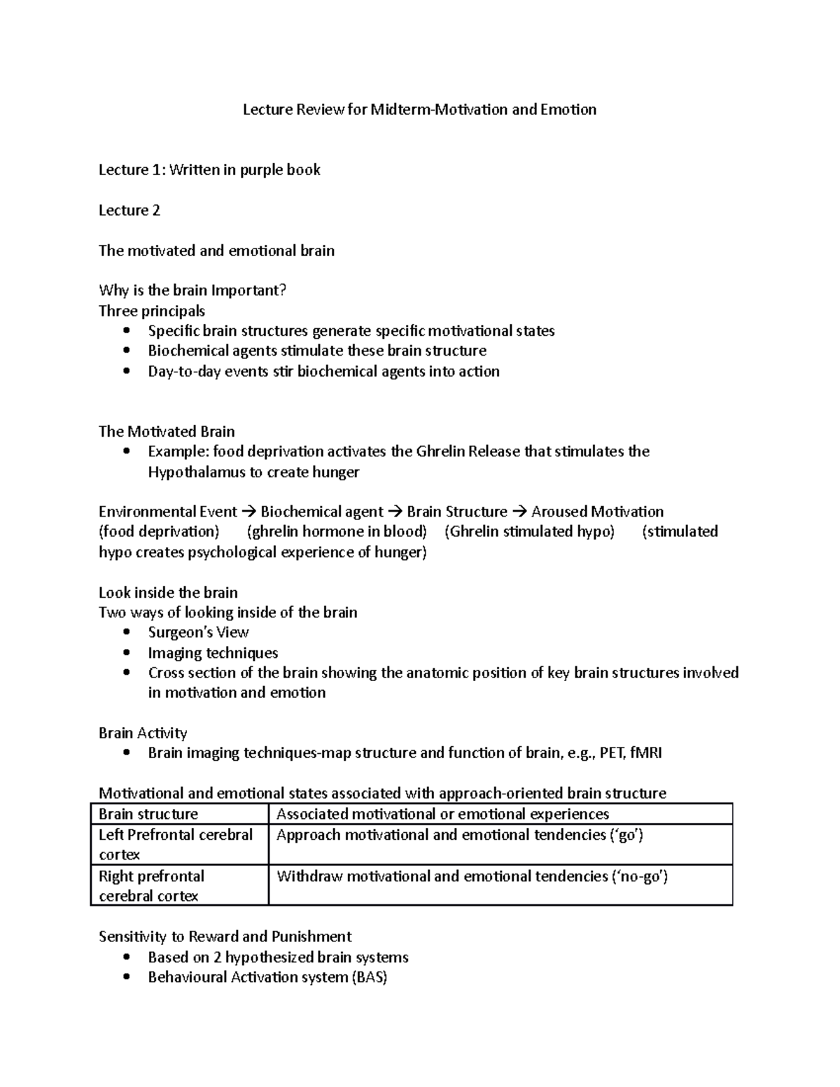 Lecture Review for Midterm - Lecture Review for and 1: Written in ...