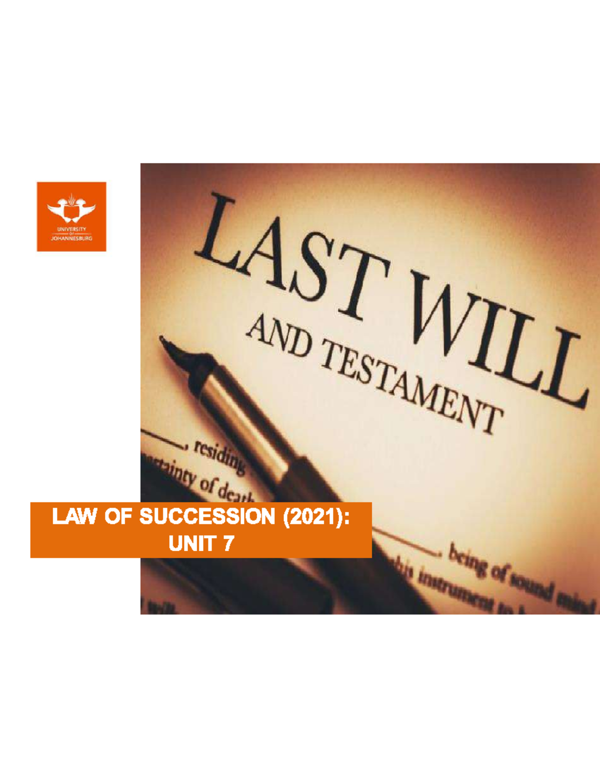 Law of succession notes - UJ - Studocu