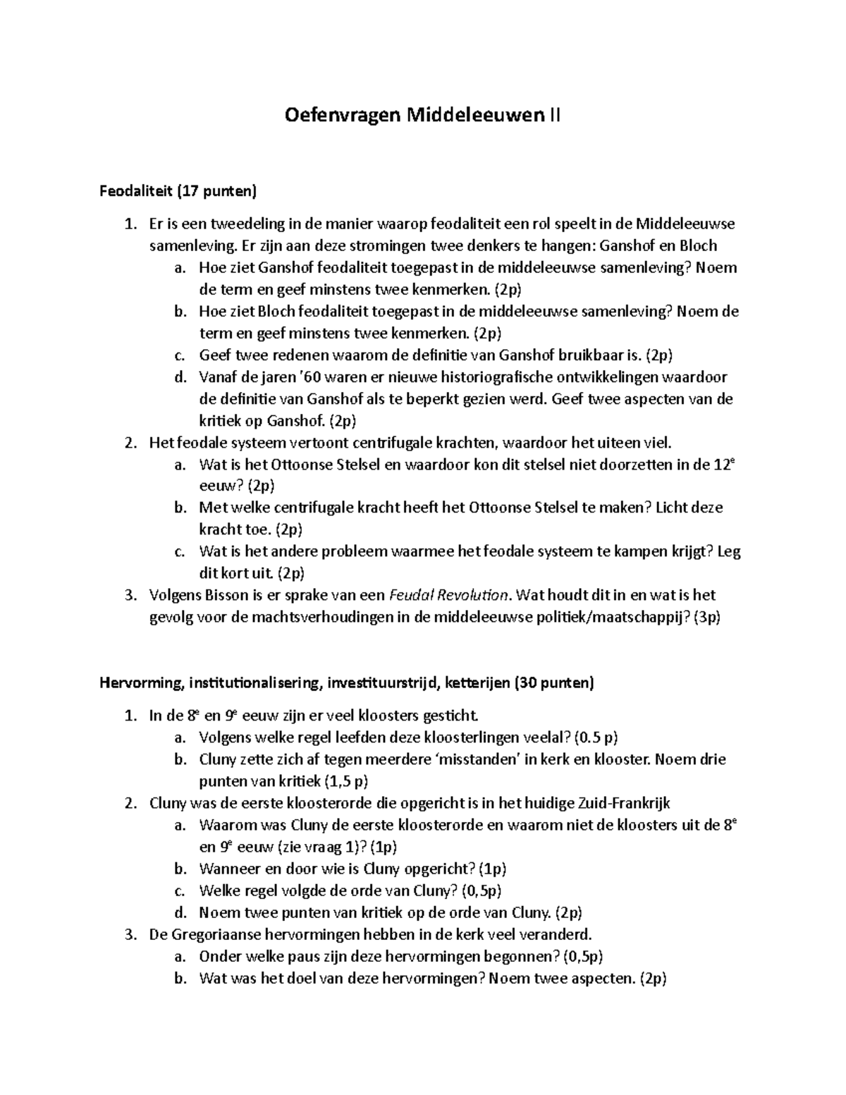 Oefenvragen Middeleeuwen II - Oefenvragen Middeleeuwen II Feodaliteit ...