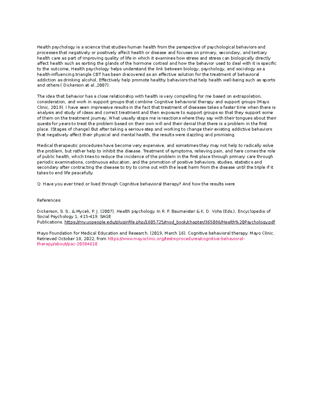 Health Science 1 DF 7 8 - Health psychology is a science that studies ...