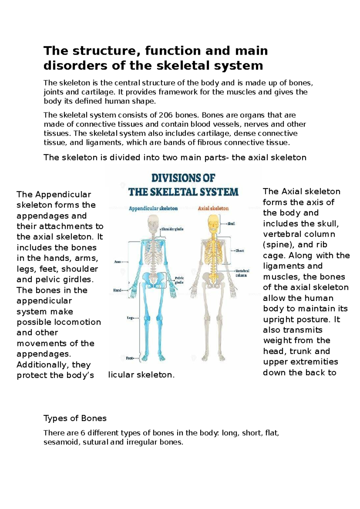 Structure,function of skeletal system - The structure, function and ...