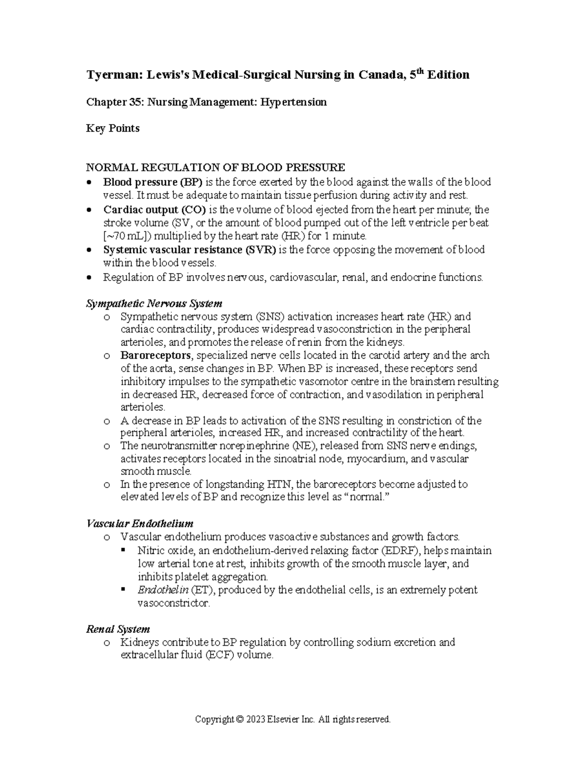 hypertension (HTN) text book key notes - Tyerman: Lewis's Medical ...