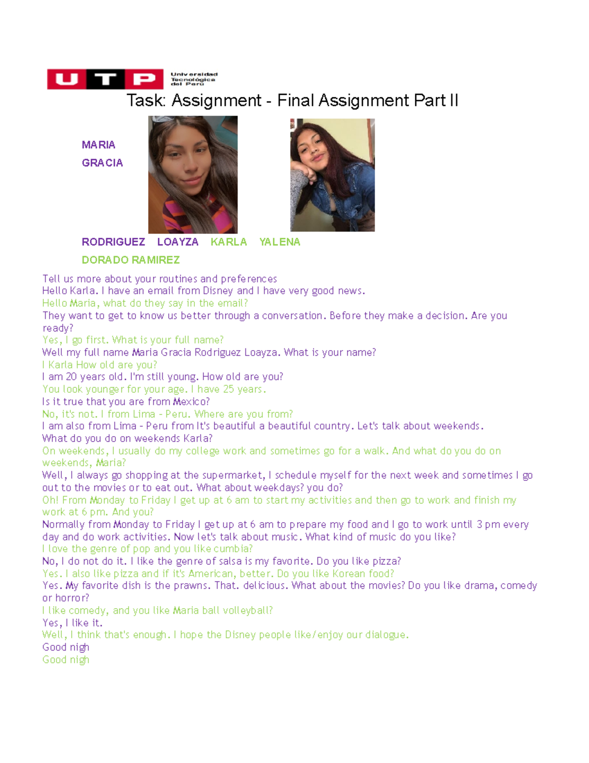 Task 18 - Task 18 - Task: Assignment - Final Assignment Part II MARIA GRACIA RODRIGUEZ LOAYZA ...