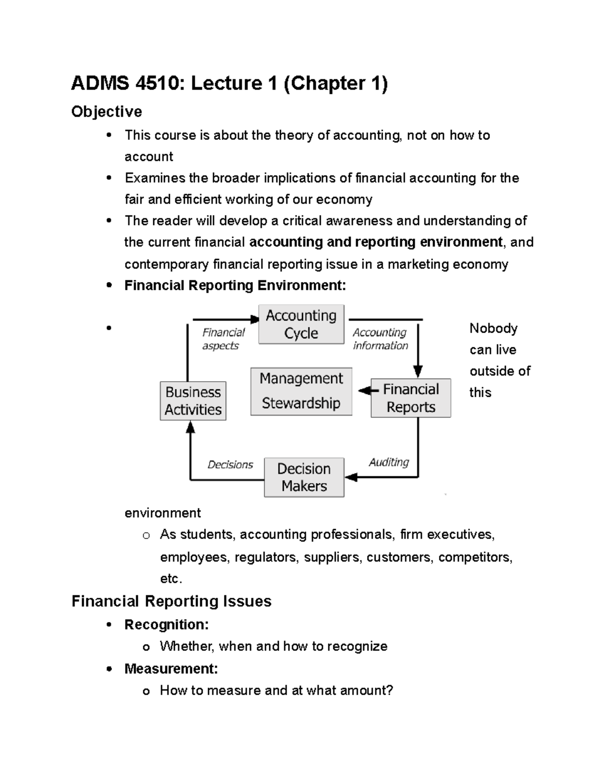 ADMS 4510 - Lecture 1 Notes - Ap/Adms 4510 - Yorku - Studocu