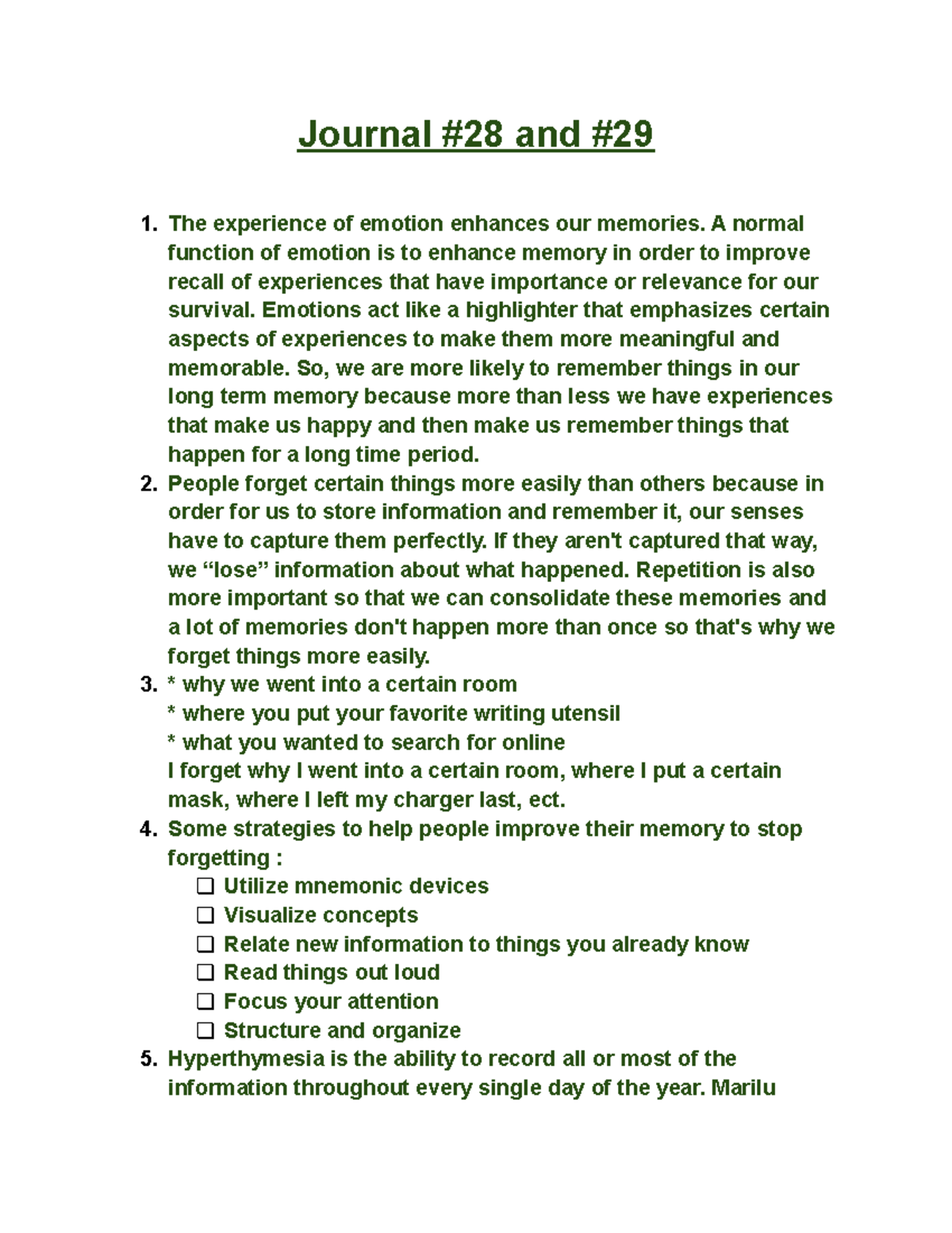 Journal #28 and #29 - Journal #28 and The experience of emotion ...