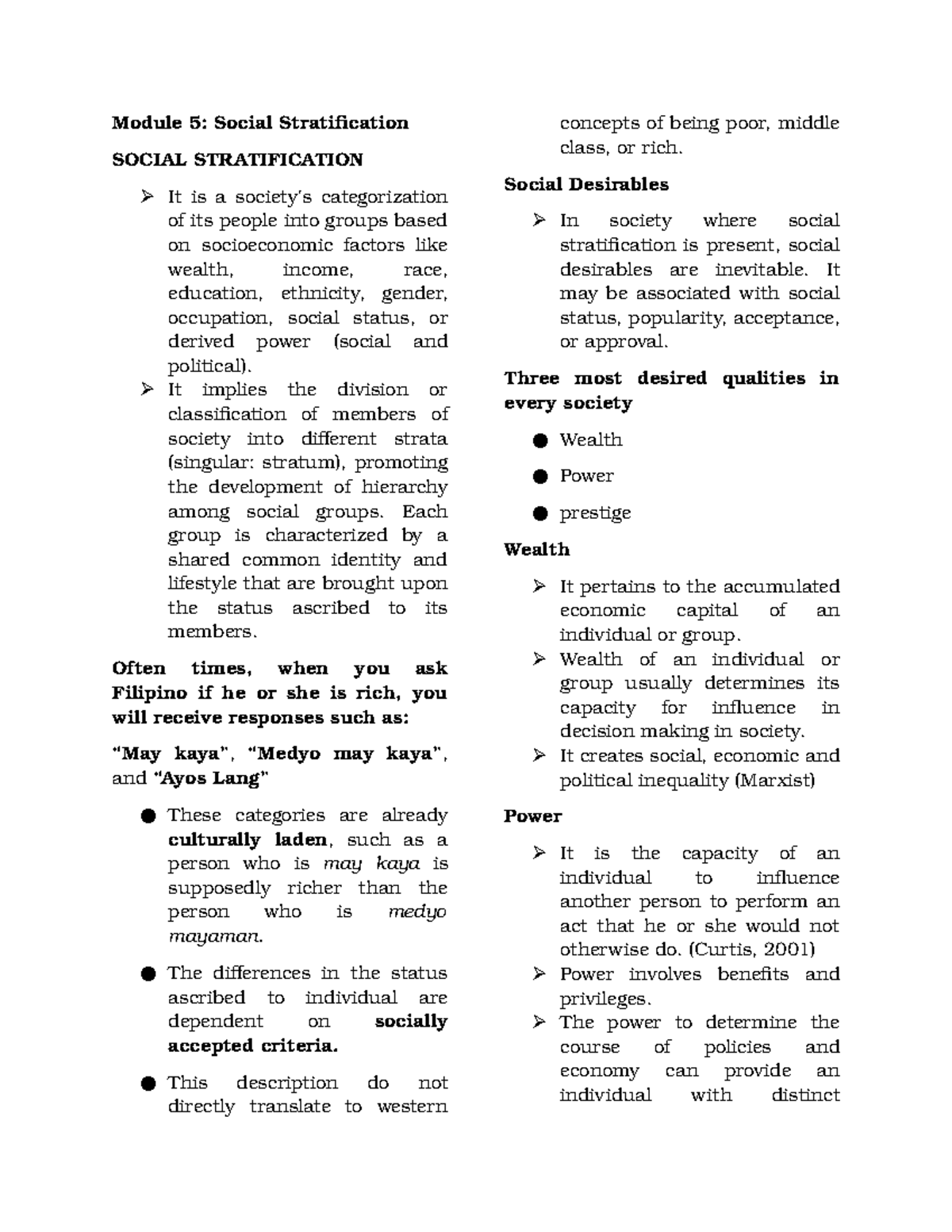 4TH Quarter Reviewer in UCSP - Module 5: Social Stratification SOCIAL ...