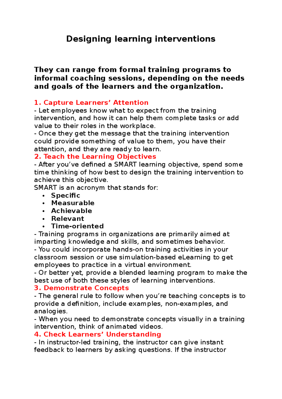 Designing learning interventions - 1. Capture Learners’ Attention - Let ...