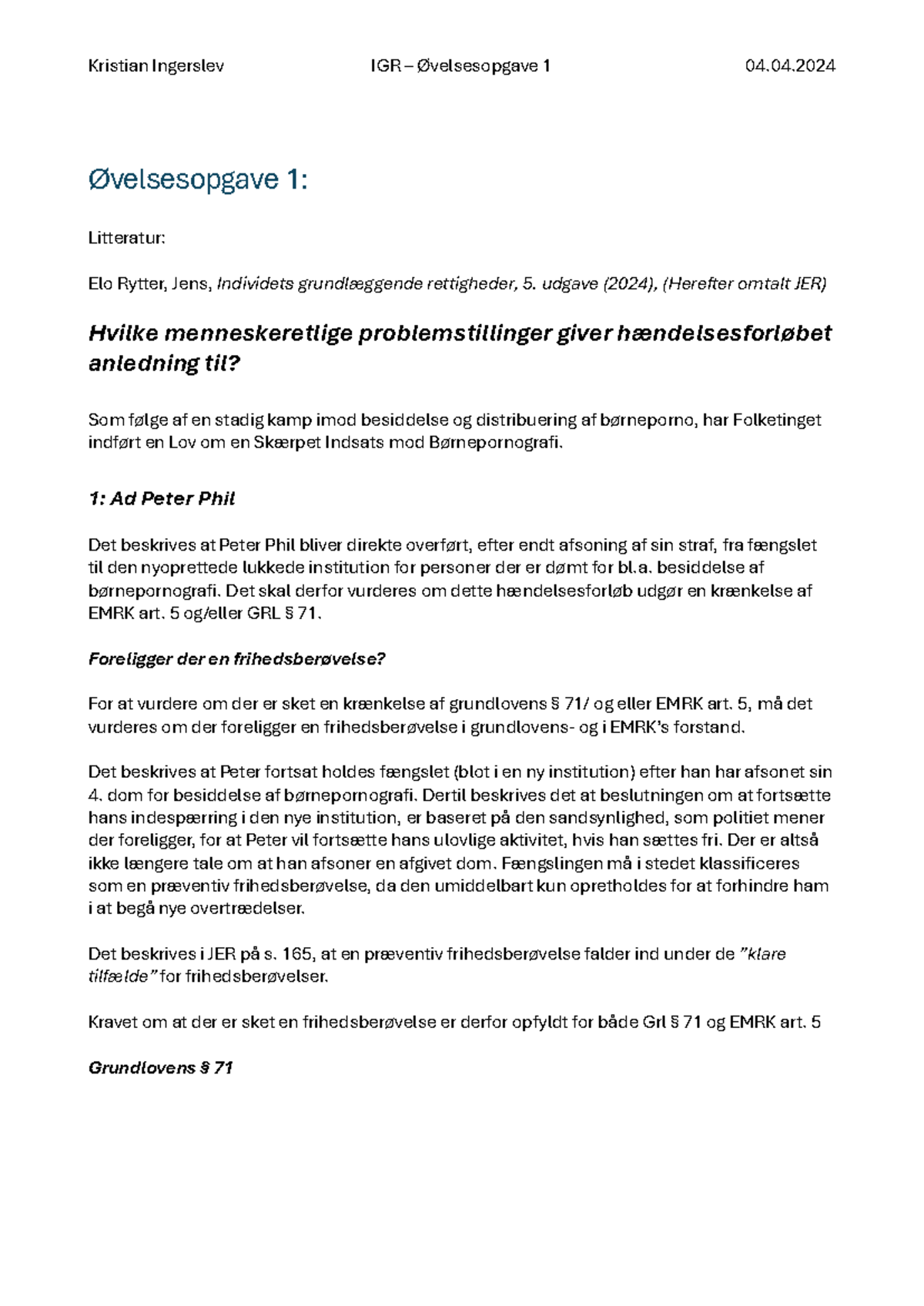 Øvelsesopgave 1 - IGR PDF - Øvelsesopgave 1: Litteratur: Elo Rytter ...