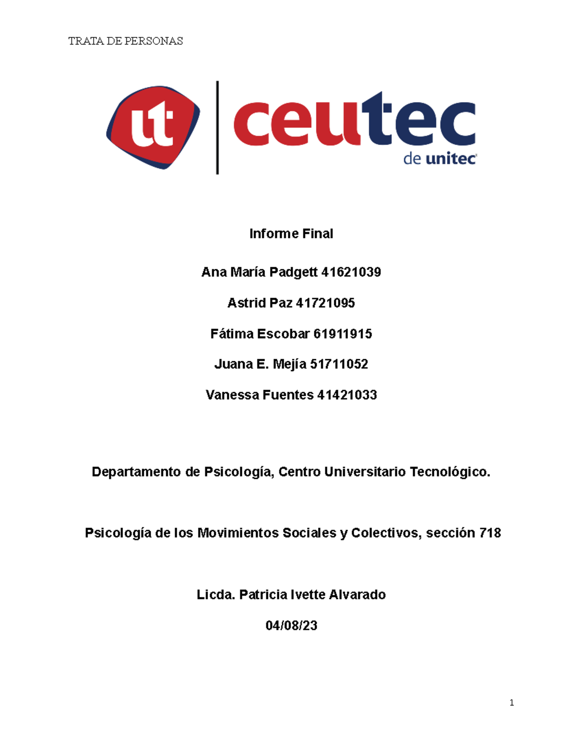 Avance Final WORD - Es un trabajo - Informe Final Ana María Padgett ...