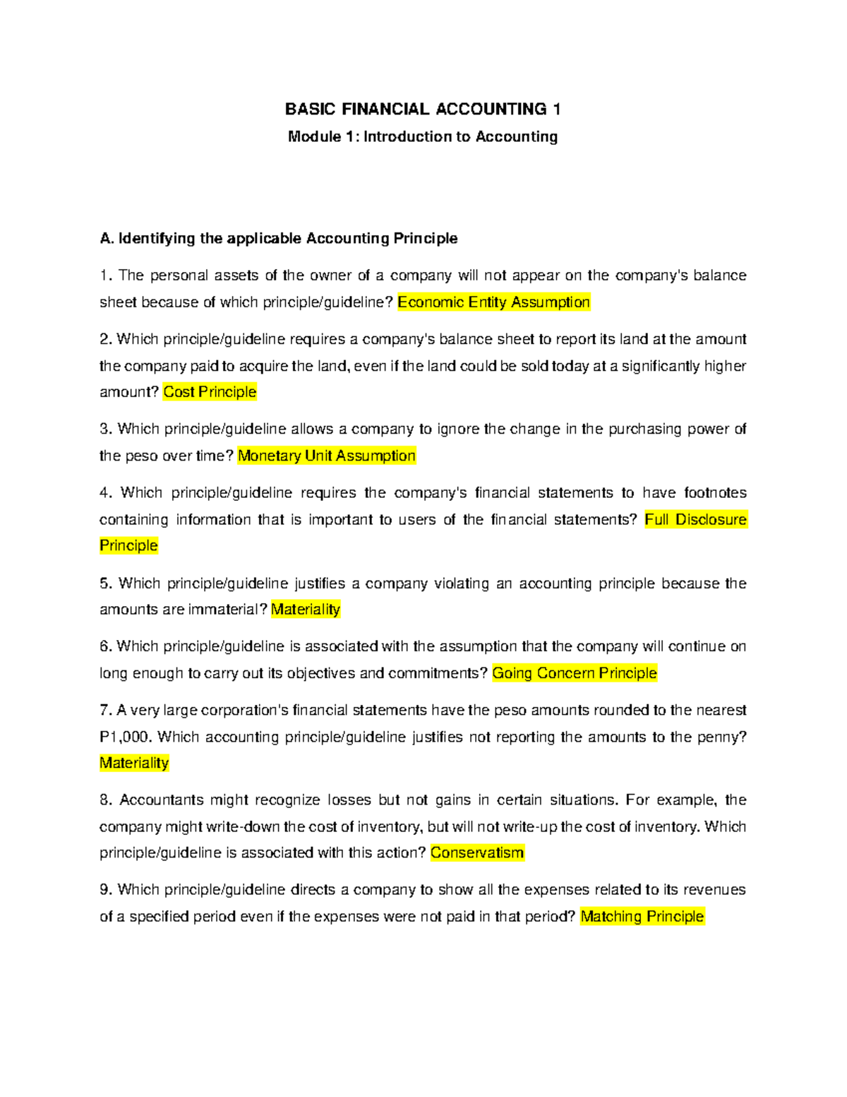 BFA1 M1 Lettera - Module 1: Introduction to Accounting - BASIC ...