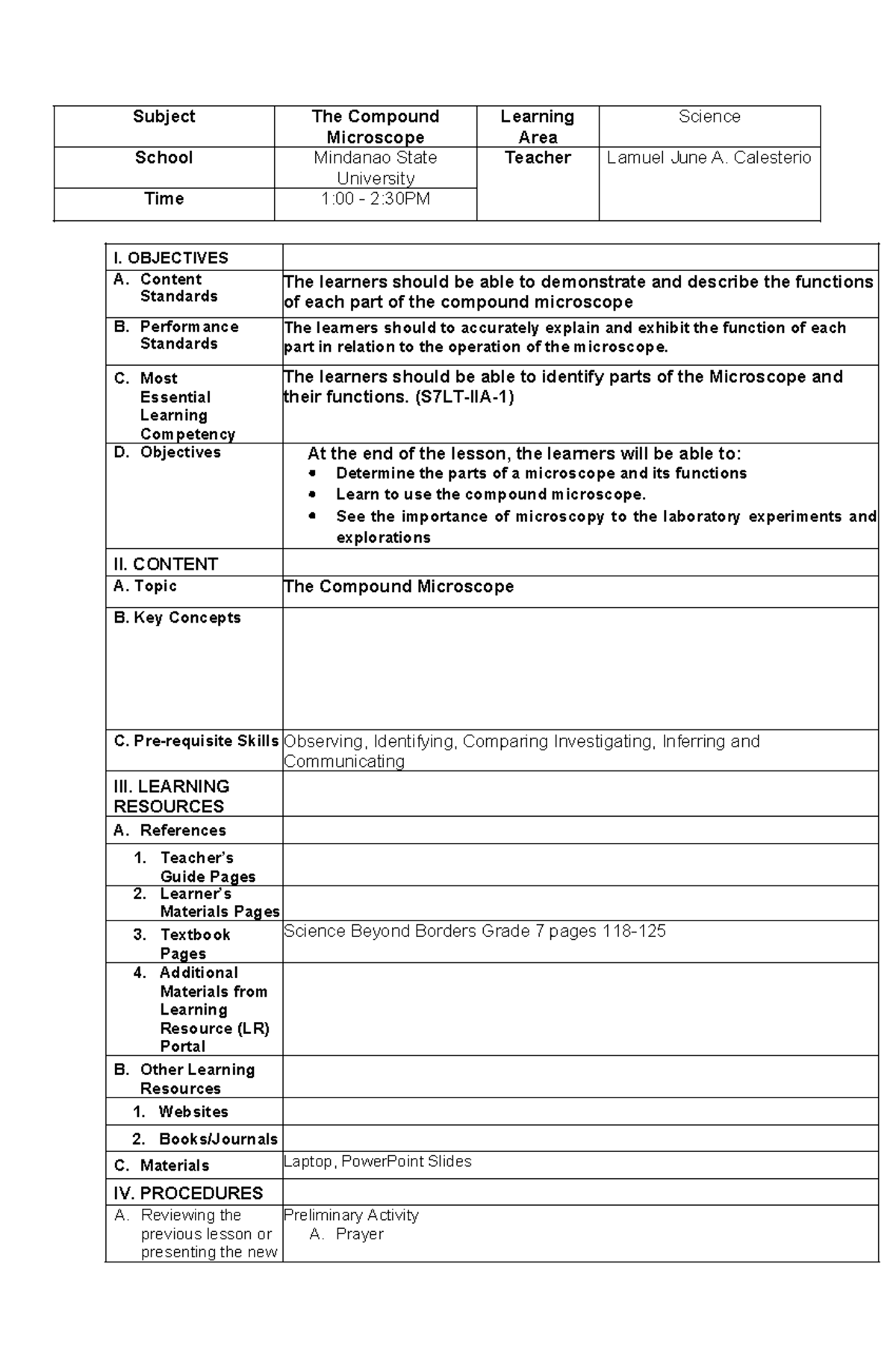 Lamuel 7 E's LP - dwad - Subject The Compound Microscope Learning Area ...