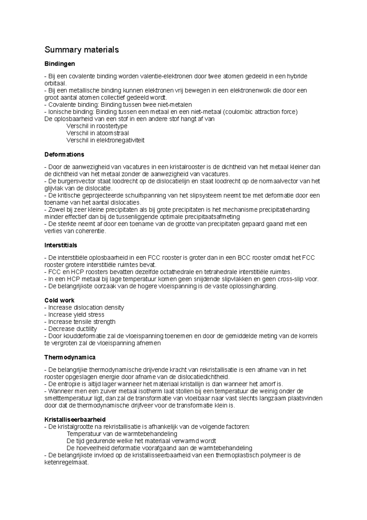 Summary materials exams - Summary materials Bindingen Bij een covalente ...