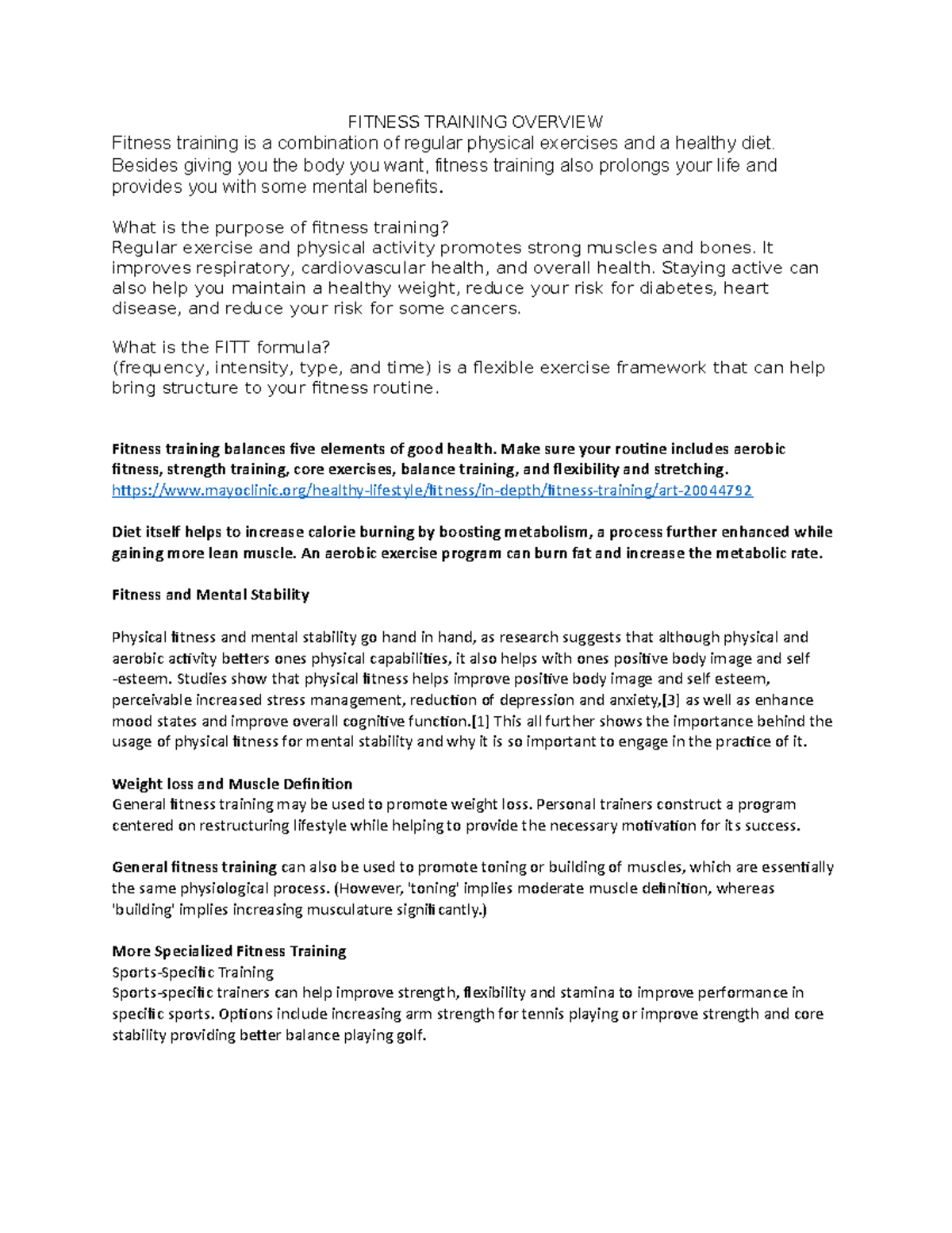 Fitness-Training-W1 - This document may help you - FITNESS TRAINING ...