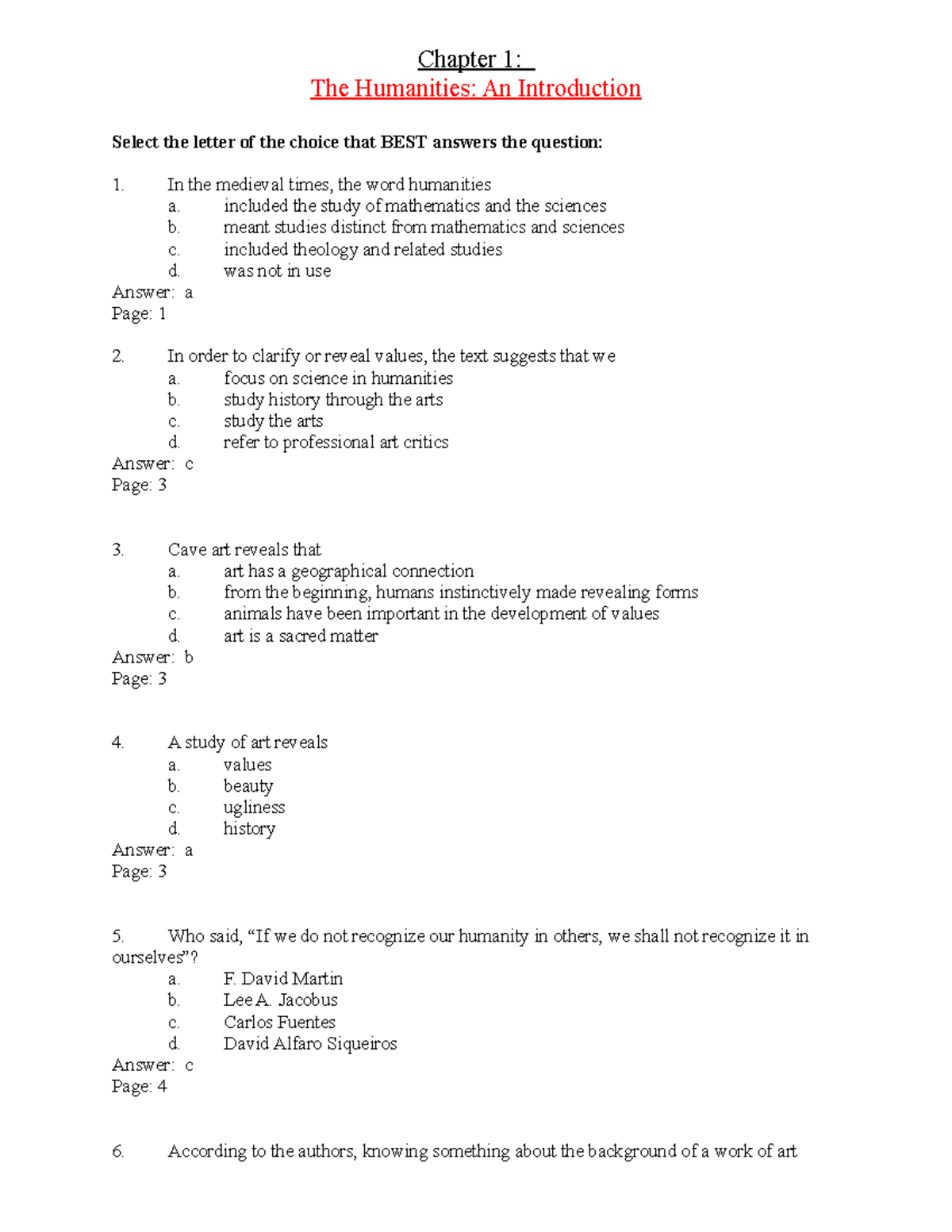 Ch01 The Humanities An Introduction - Chapter 1: The Humanities: An ...