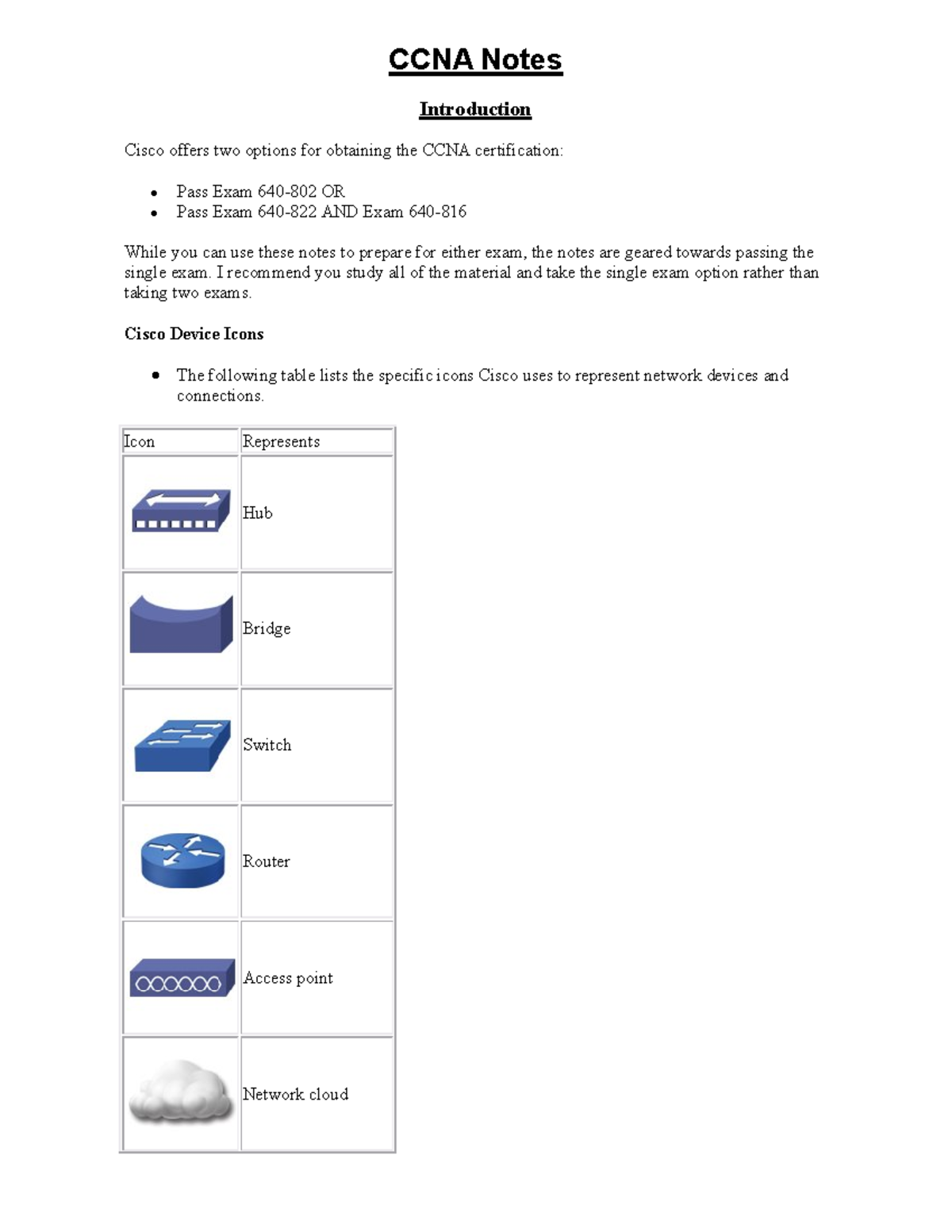 Pdfcoffee - CCNA Notes Introduction Cisco offers two options for ...