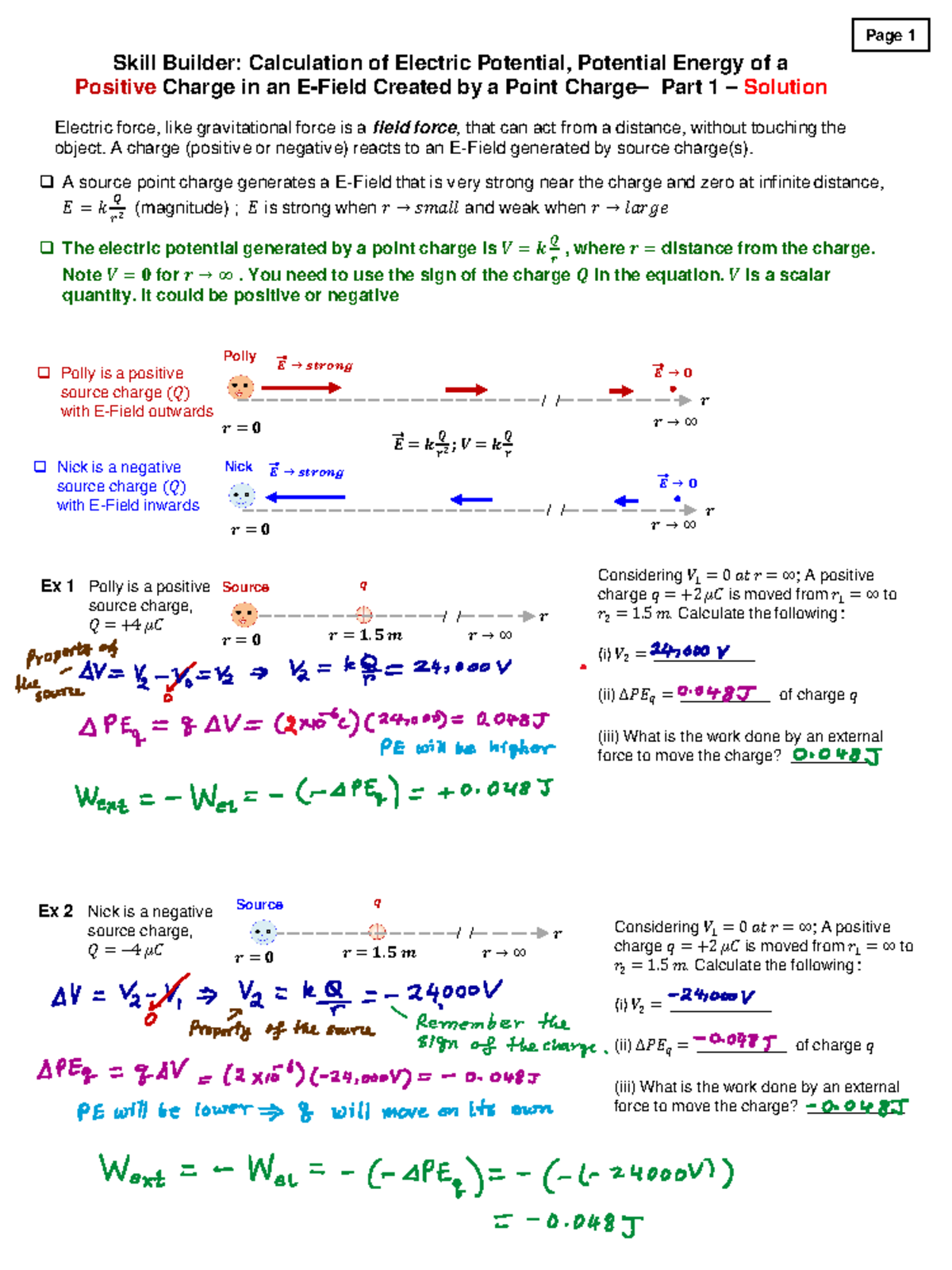 Calculation of Electric Potential and Potential Energy - Studocu