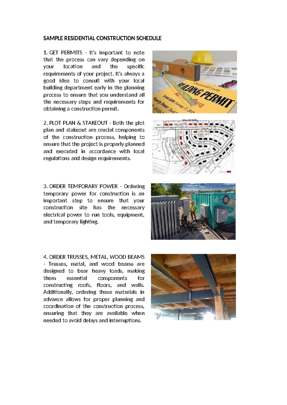 Sample Residential Construction Schedule - SAMPLE RESIDENTIAL ...