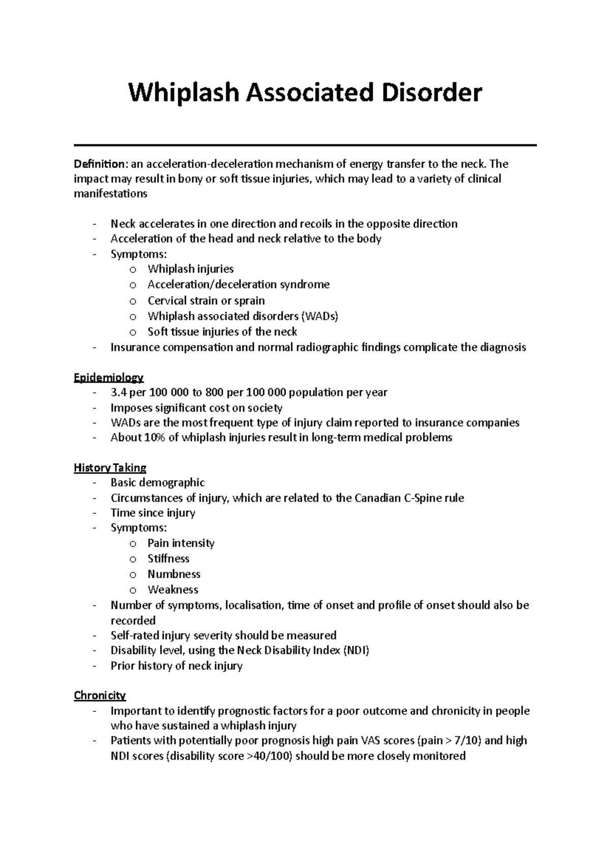 Whiplash Associated Disorder - Whiplash Associated Disorder Definition ...