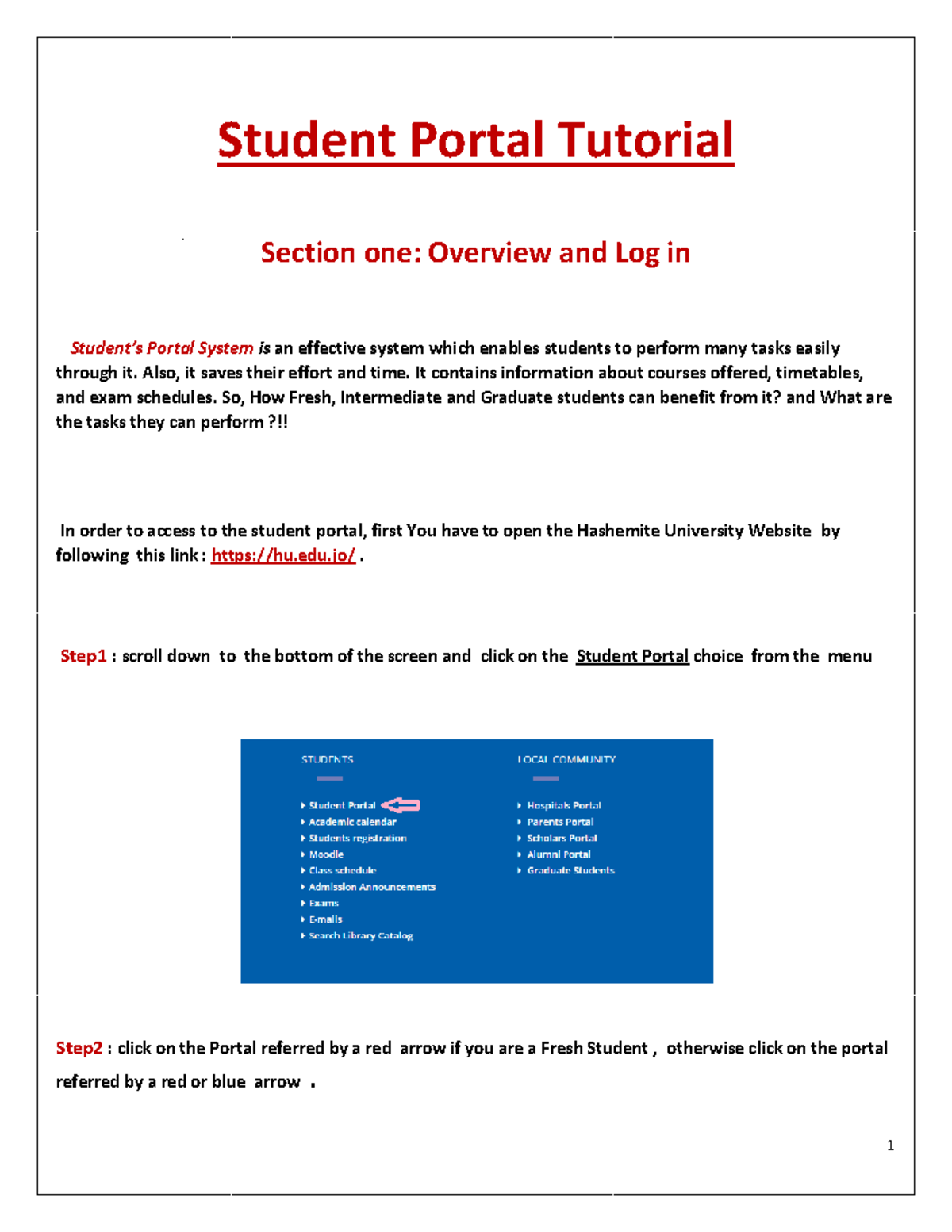 Sample Tutorial - software engineering - Student Portal Tutorial ...
