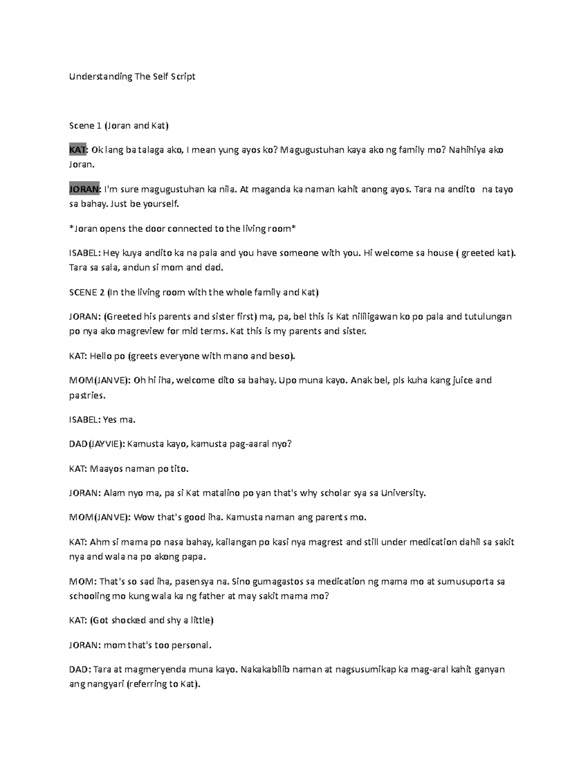 Understanding T WPS Office - Understanding The Self Script Scene 1 ...