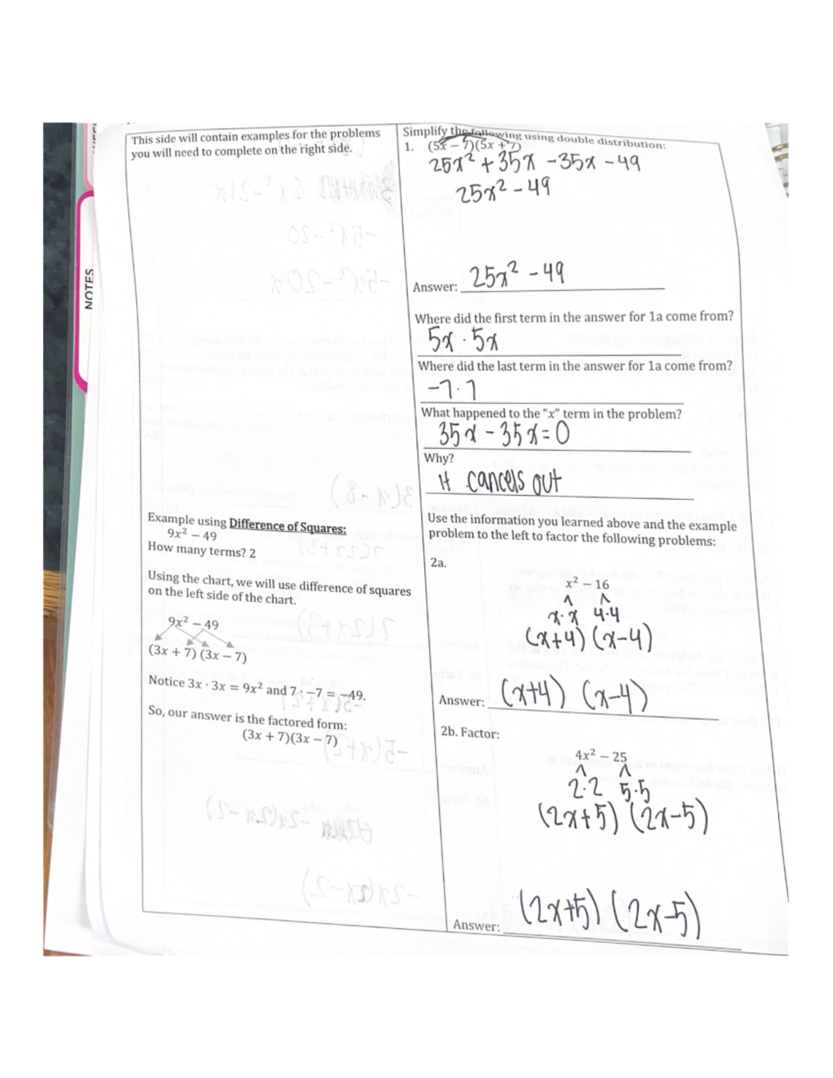 Difference of Squares, GCF, and double distribution - MAT 101 - Studocu
