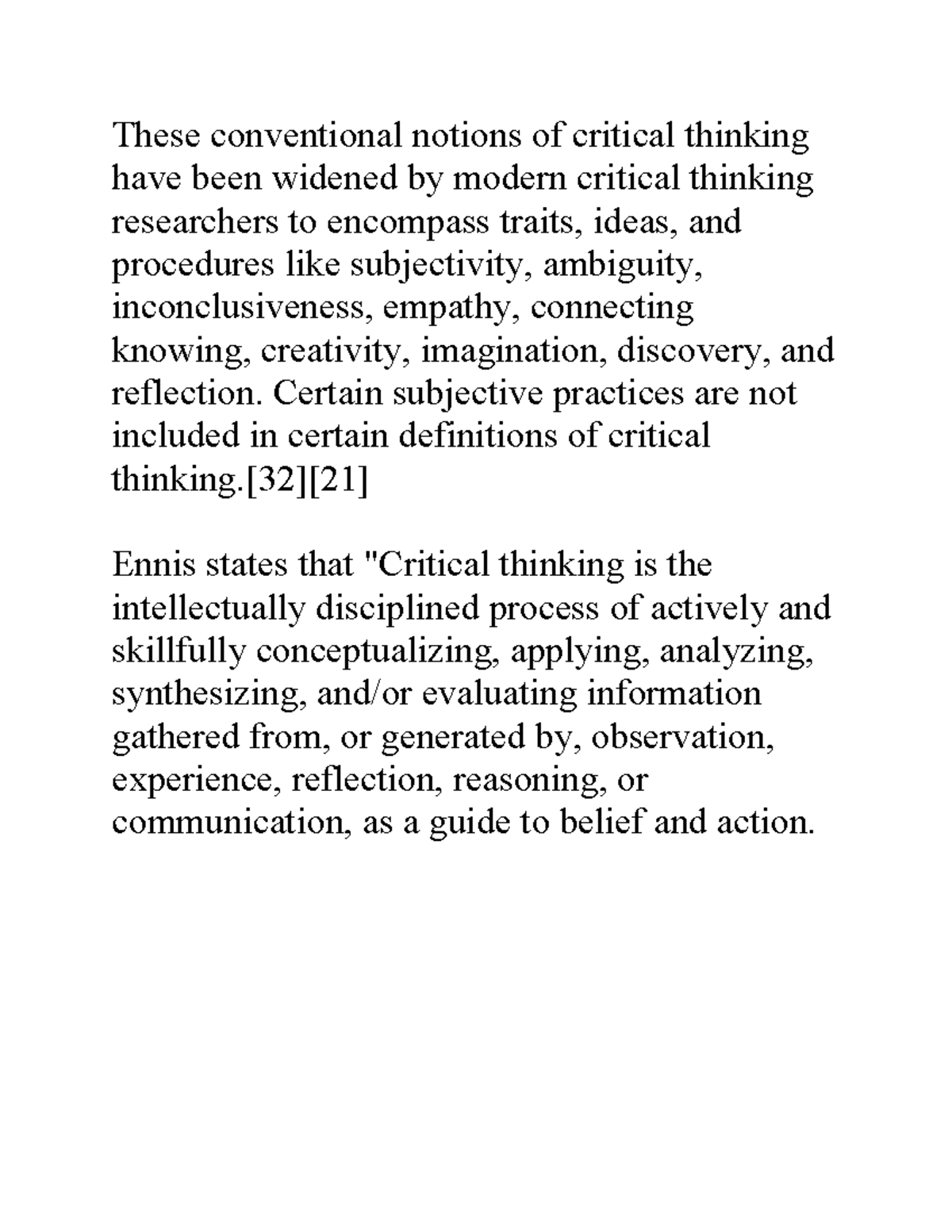 Critical thinking revision - These conventional notions of critical ...