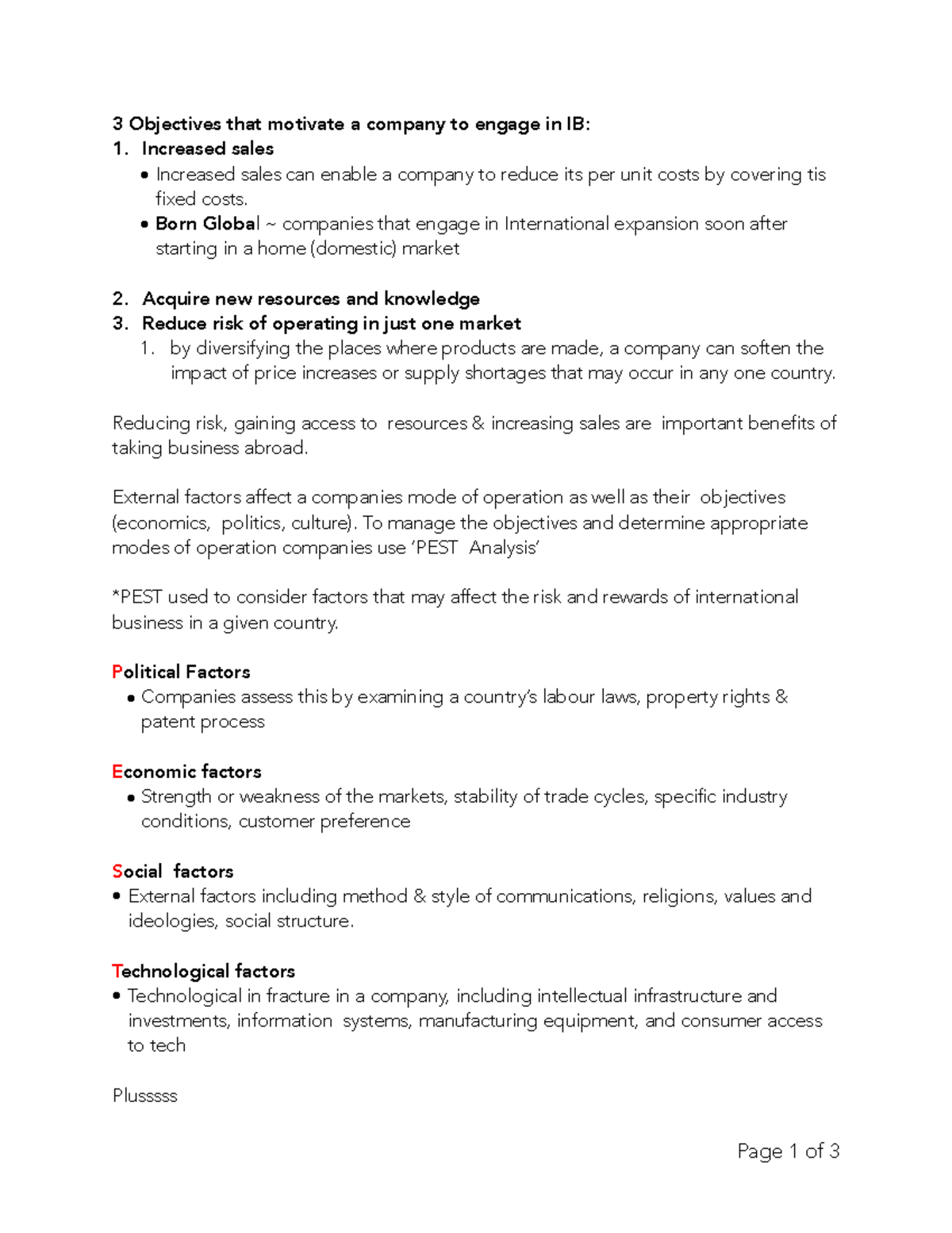 Ch 2 ~ Analytical Tools for IB - 3 Objectives that motivate a company ...