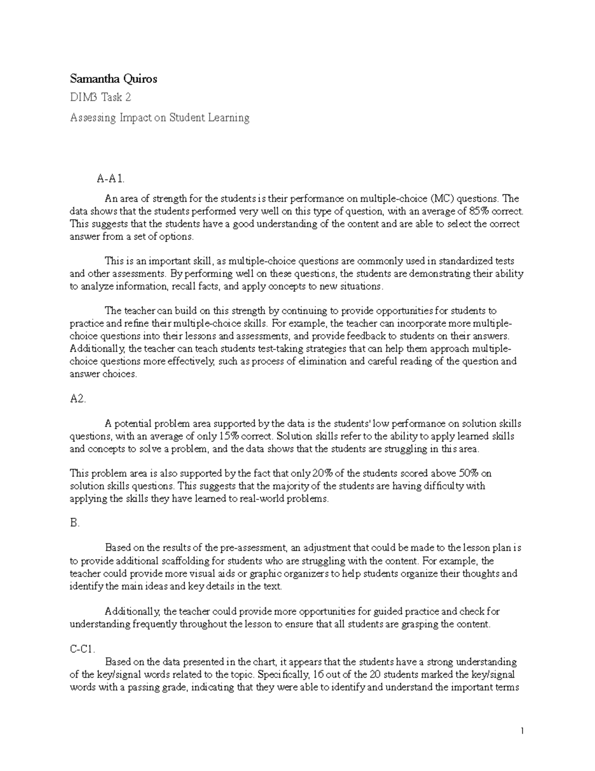 Assessing Impact on Student Learning - Studocu