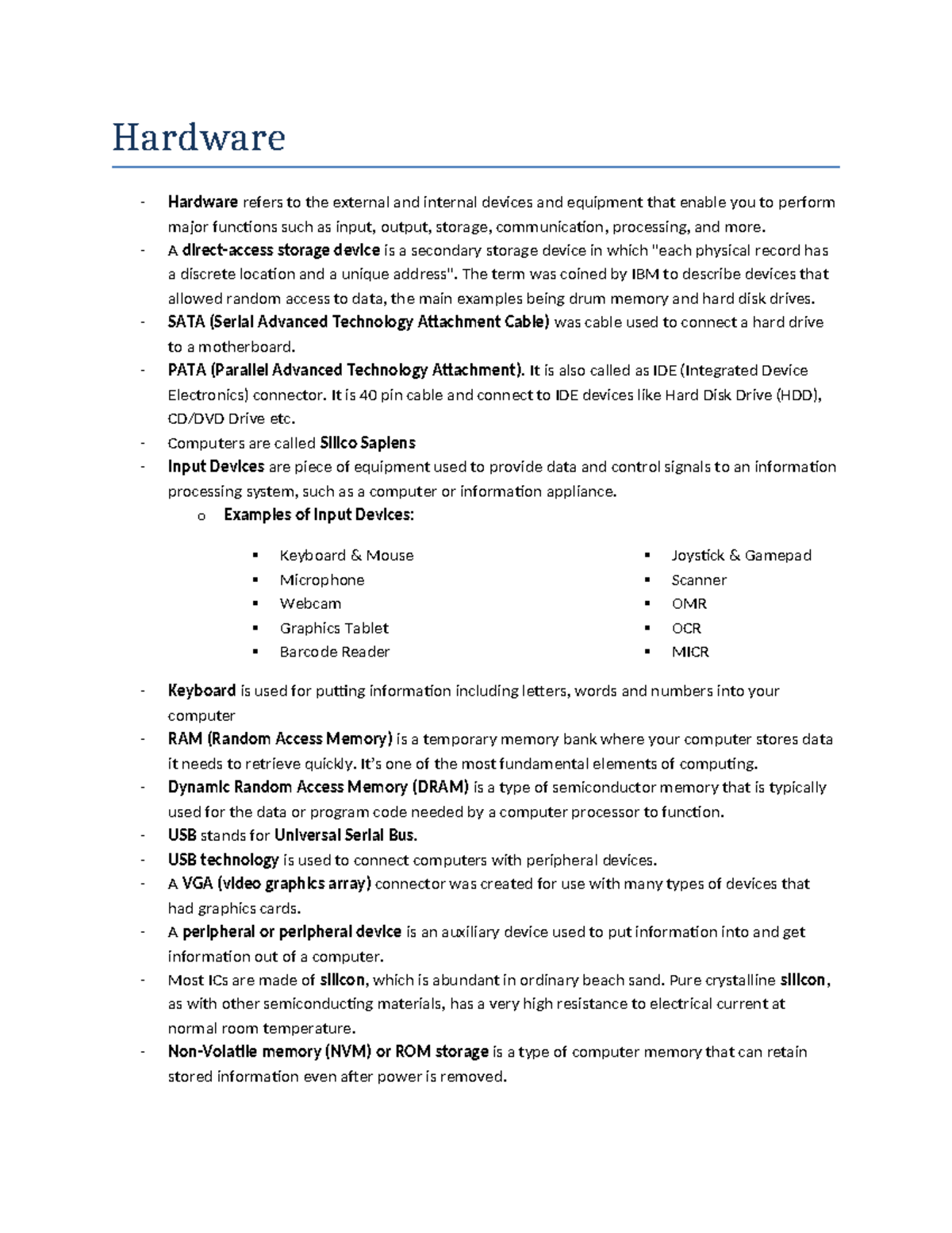 Reviewer - Hardware, Software, Peopleware - Hardware Hardware refers to ...