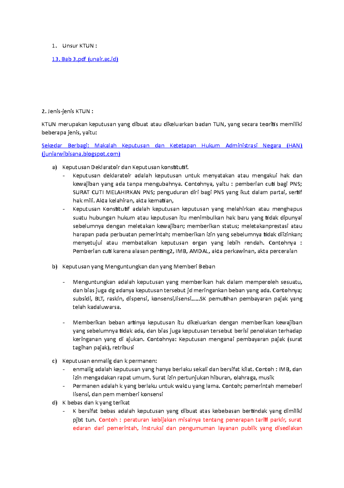 soal UAS LATIHAN - Unsur KTUN : Bab 3 (unair.ac) Jenis-jenis KTUN ...